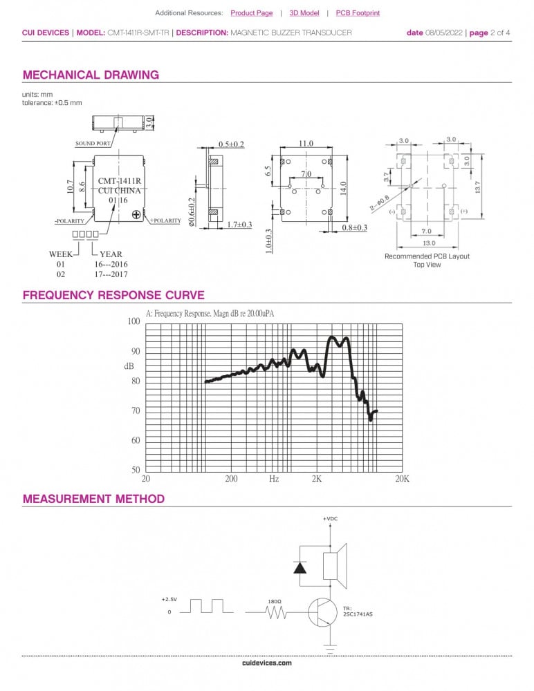 CMT-1411R-SMT-TR datasheet page 2