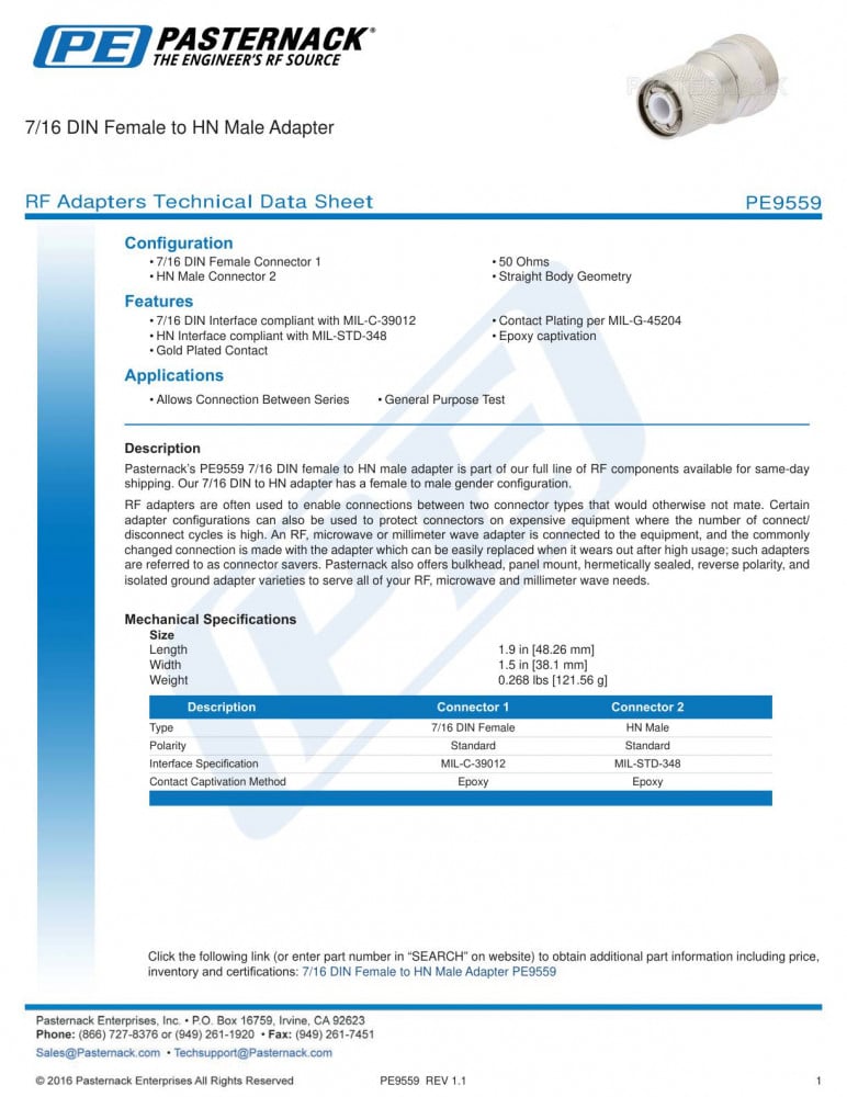 PE9559 technical document page 1