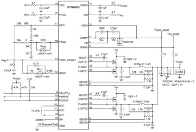 RT3662EB - Single Channel PWM Controller with 2 Integrated Drivers for AMD SVI2 GPU CORE Power Supply for sale