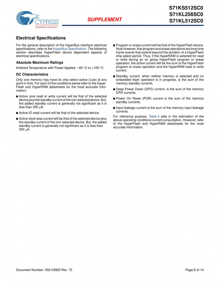 S71KL256SC0BHB000 datasheet page 8