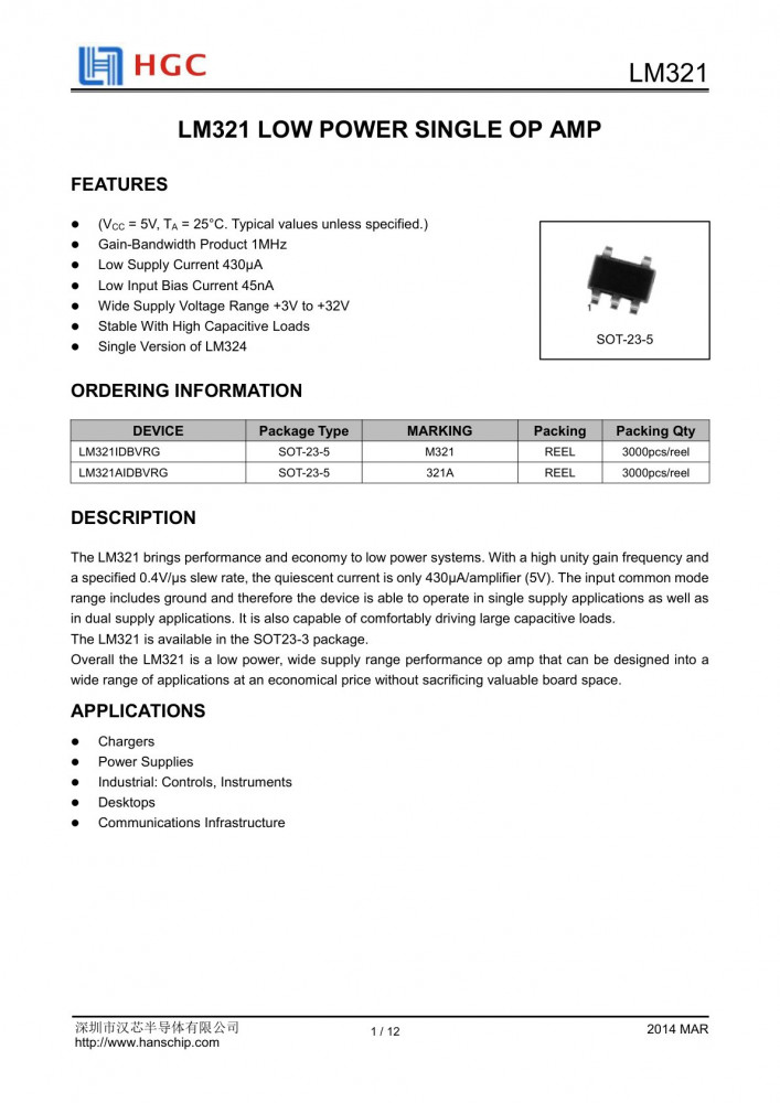 LM321IDBVRG datasheet page 1