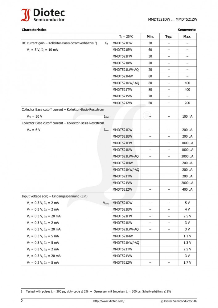 MMDT521LW datasheet page 2
