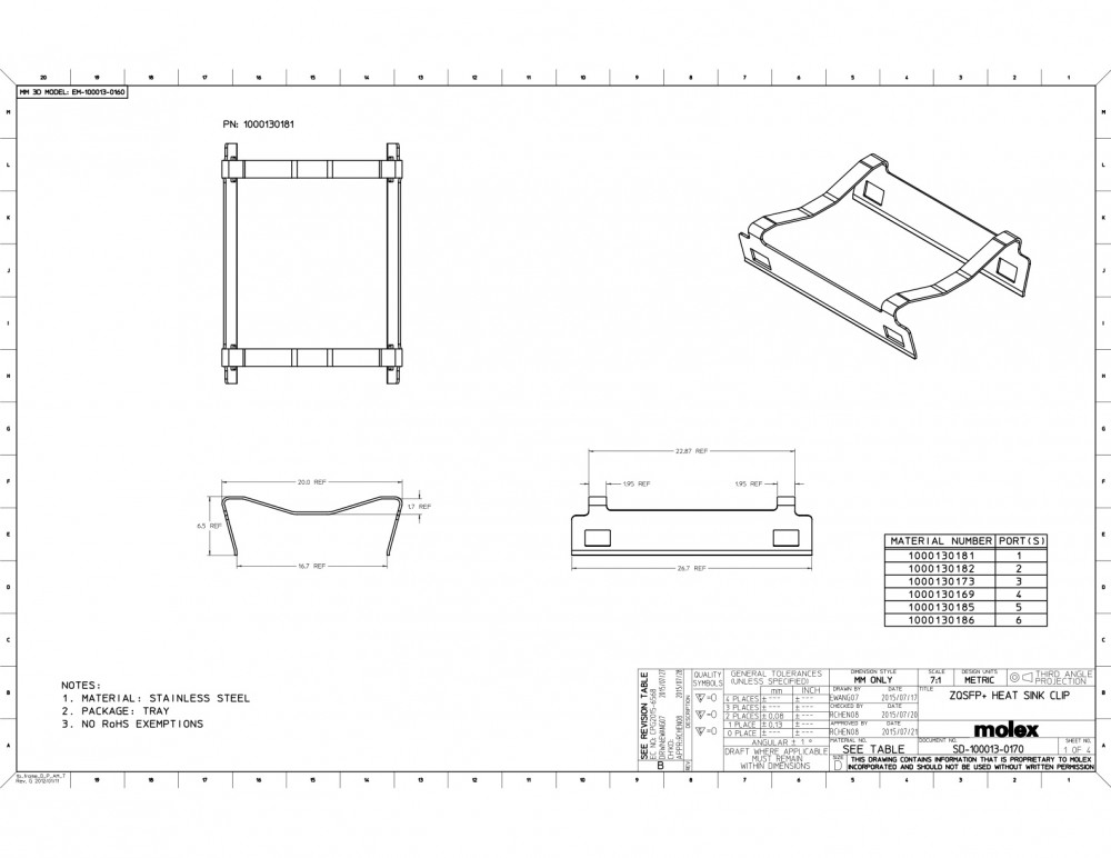 ZQSFP+ heat sink clip drawing page 1