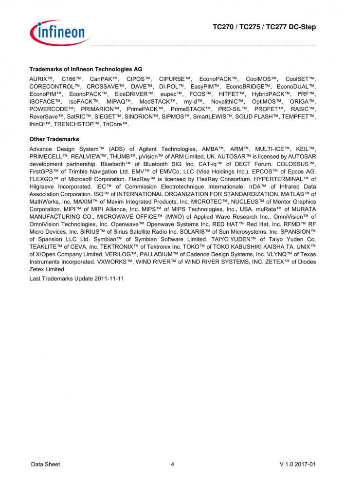 Infineon TC27x data sheet page 4