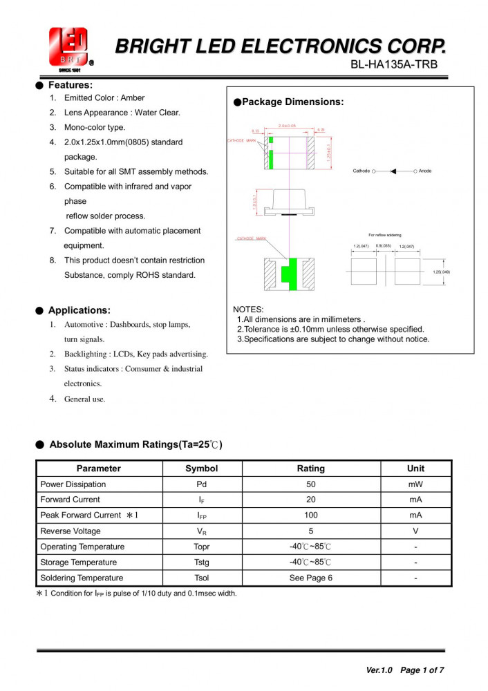 BL-HA135A-TRB datasheet page 1