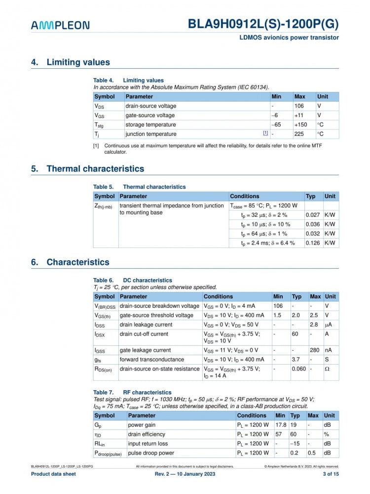 BLA9H0912LS-1200PGJ datasheet page 3