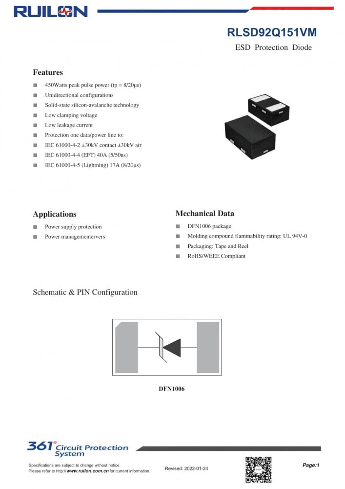 RLSD92Q151VM datasheet page 1
