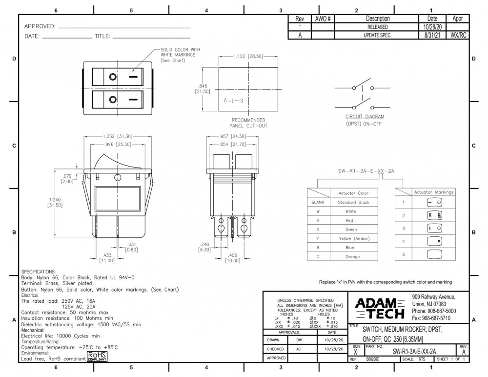 ADAM TECH SW-R1-3A-E-1-2A technical document page