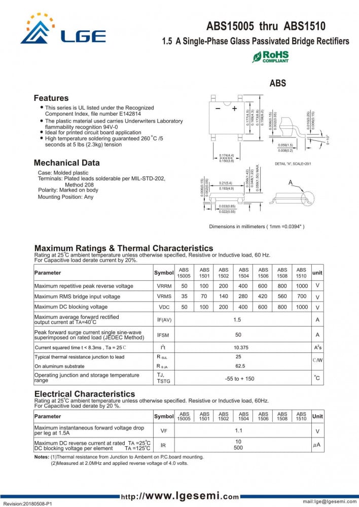 LGE ABS1510 datasheet page 1