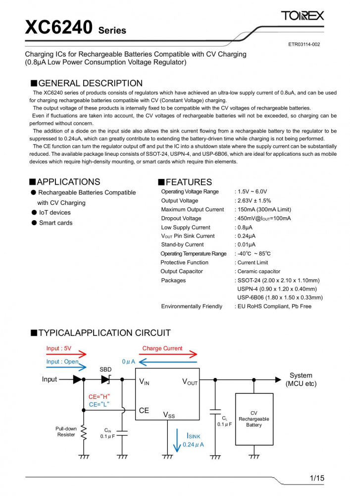 XC6240A263NR-G datasheet page 1
