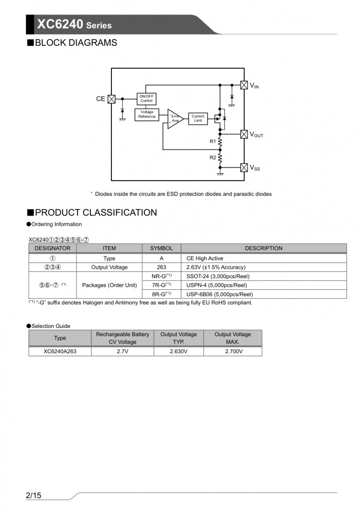XC6240A263NR-G datasheet page 2