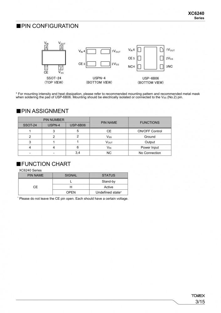 XC6240A263NR-G datasheet page 3