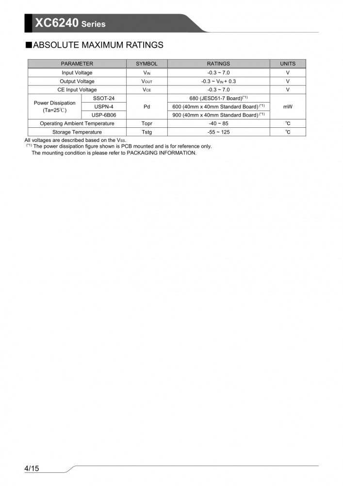 XC6240A263NR-G datasheet page 4