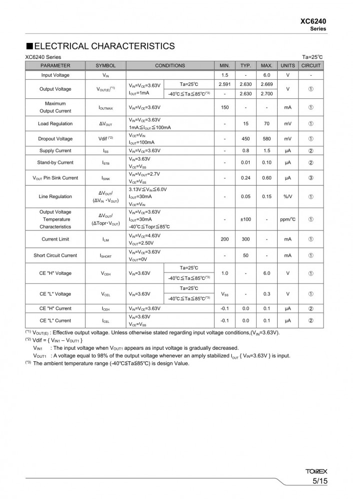 XC6240A263NR-G datasheet page 5