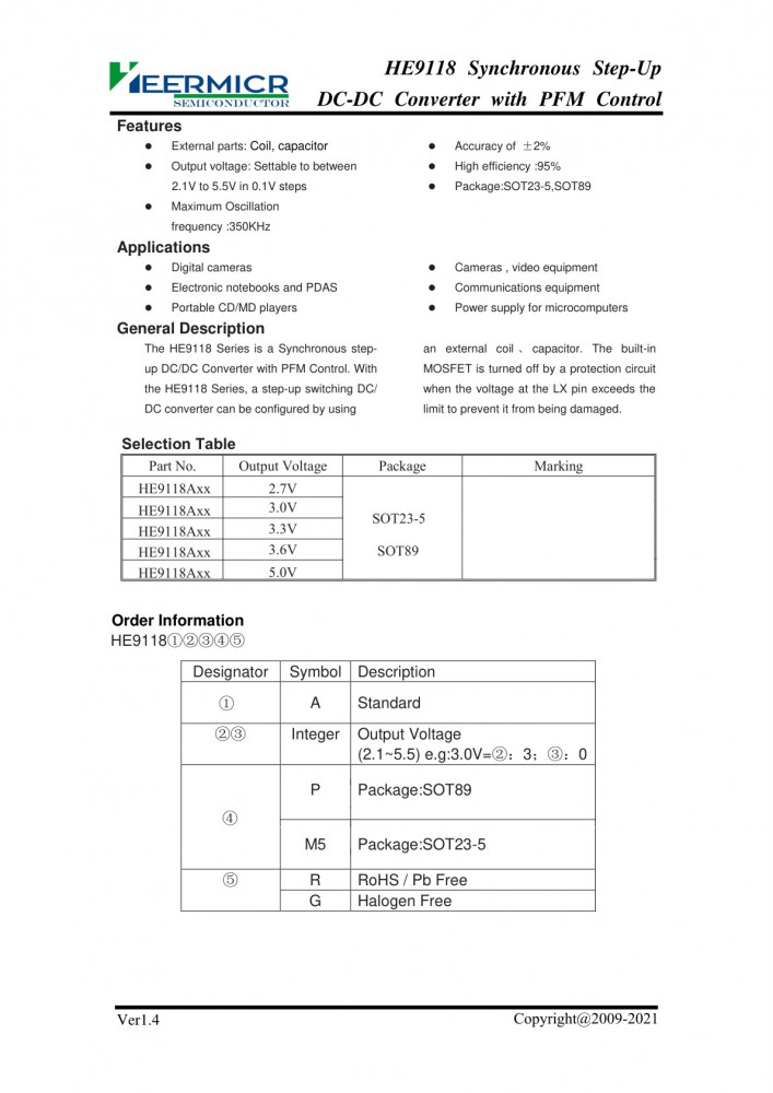 HE9118 datasheet page 1