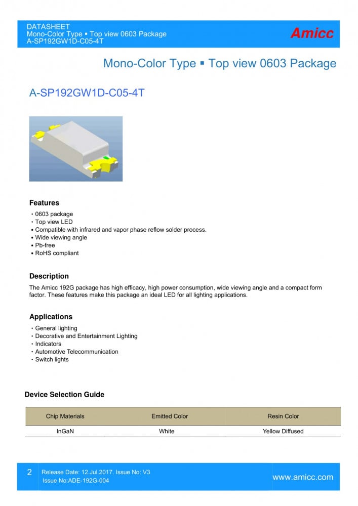 A-SP192GW1D-C05-4T datasheet page 2