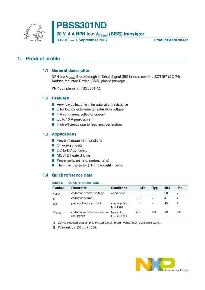 PBSS301ND datasheet page 2