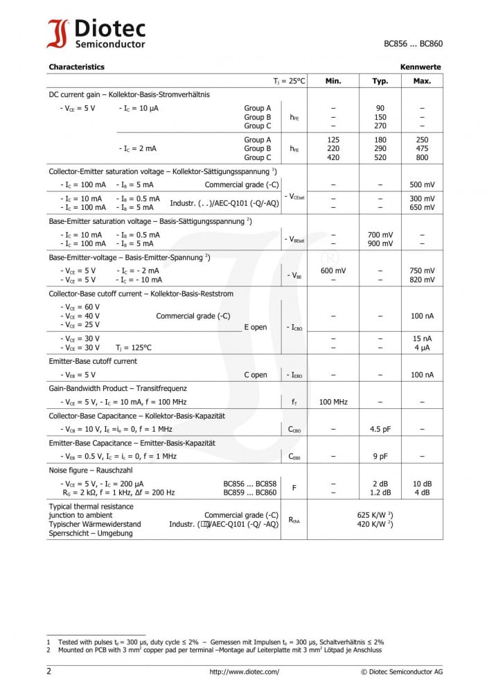 DIOTEC BC859C datasheet page 2
