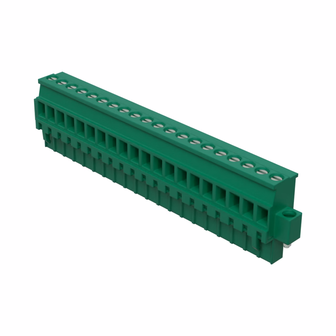 5.00mm Pitch Eurostyle Vertical Plug, with Retention Screws and Reverse Imprinting, Front Wire Entry, Green Housing, 20 Circuits for sale