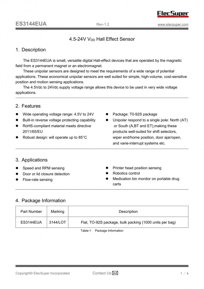 ES3144EUA datasheet page 1