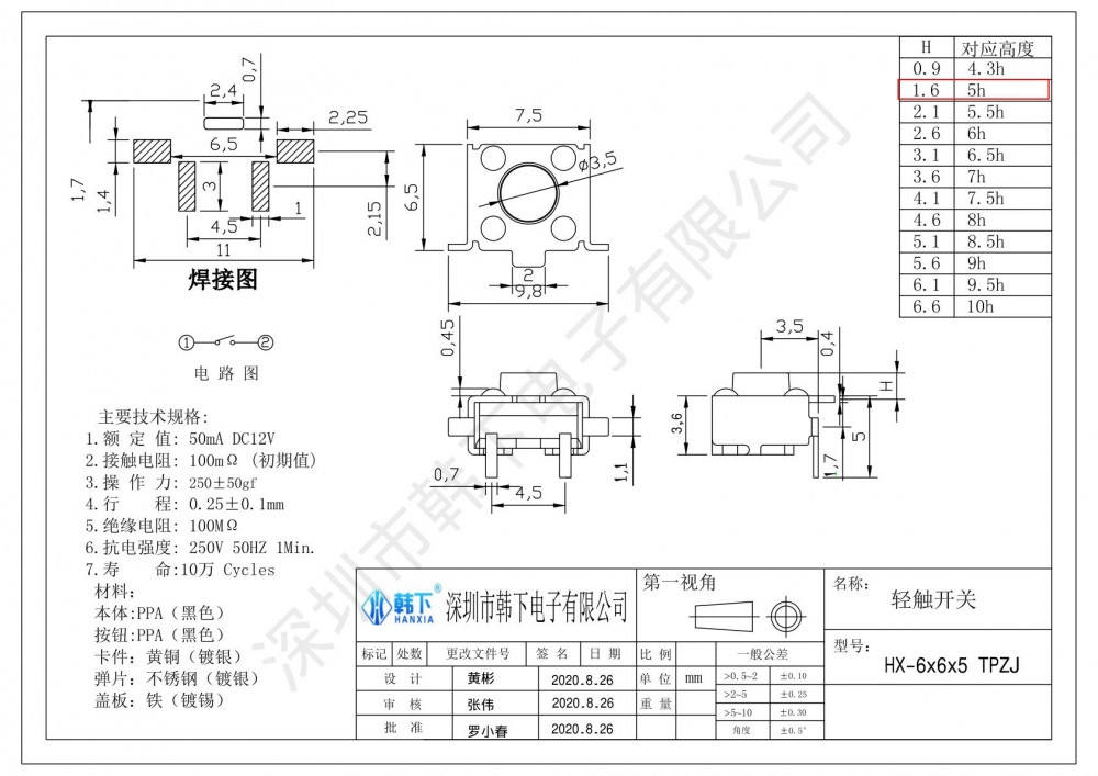 HX-6x6x5 TPZJ technical document preview