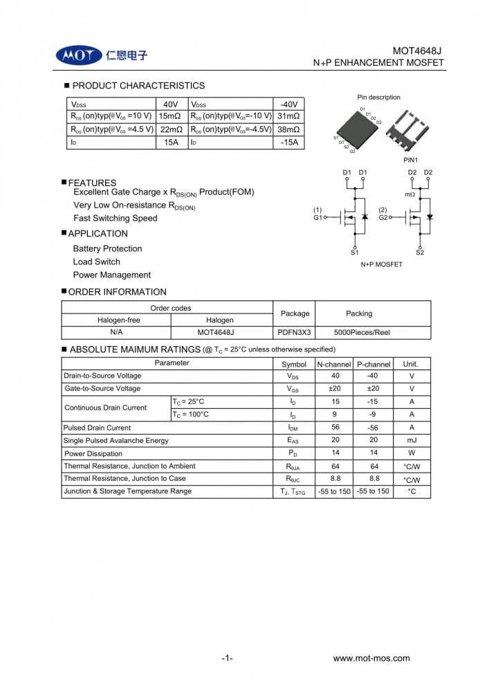 MOT4648J datasheet page 1