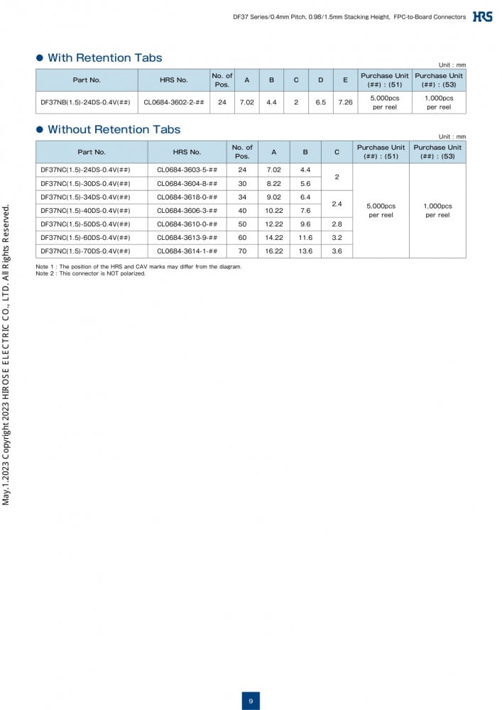 HRS DF37 datasheet page 9