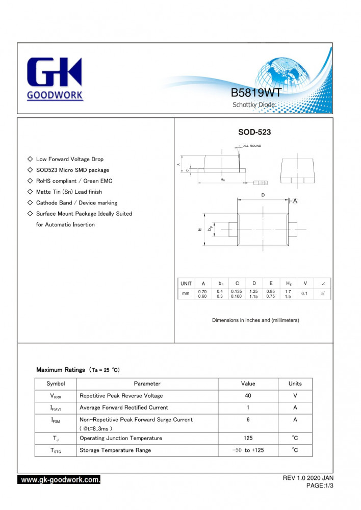 B5819WT-1A technical document page 1
