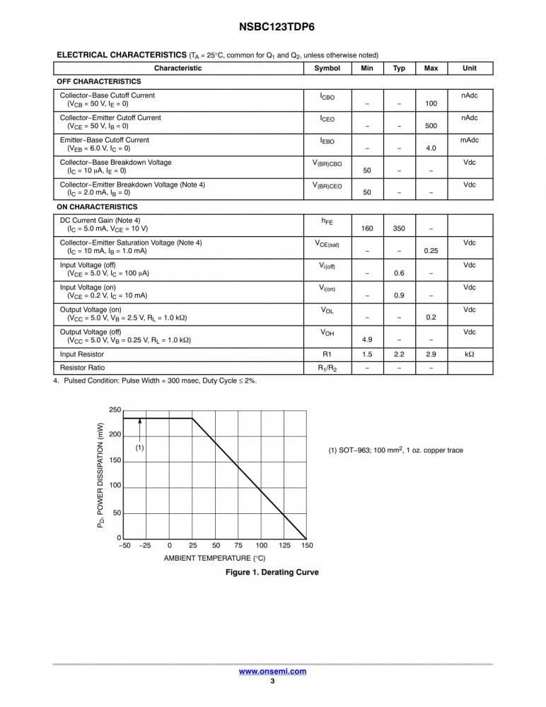 NSBC123TDP6T5G technical document page 3