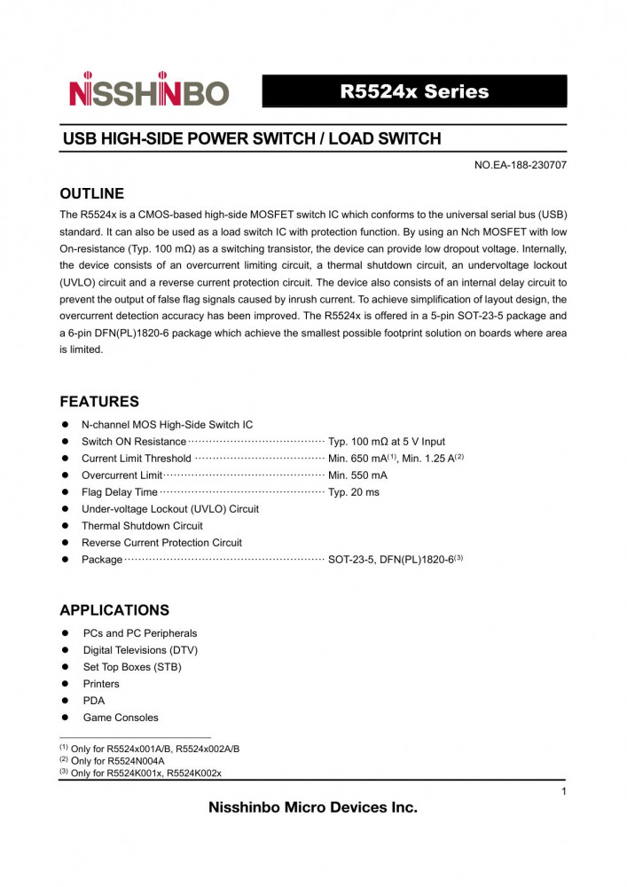 R5524 datasheet page 1