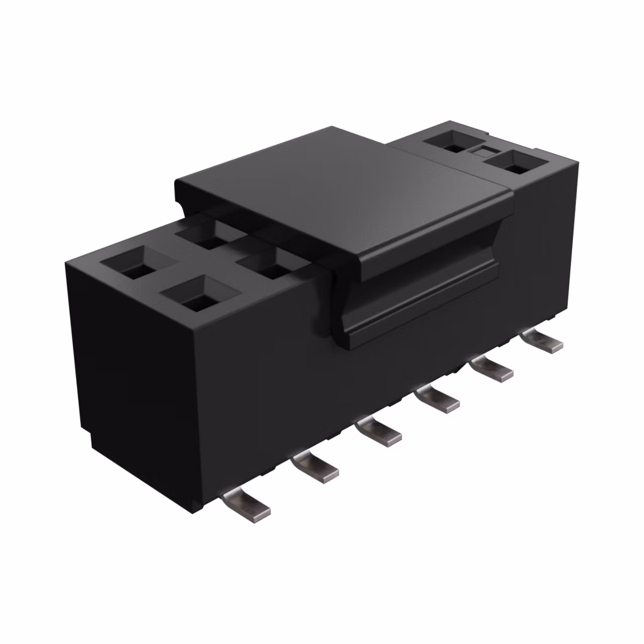 Milli-Grid Receptacle, Surface Mount, Vertical, Top Entry, with Plastic Pegs, with Cap, Tape and Reel, 2.50µm Tin (Sn) Plating, 6 Circuits, Lead-Free