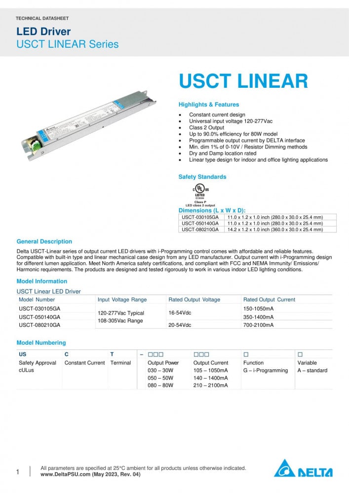 DELTA USCT-080210GA datasheet page 1