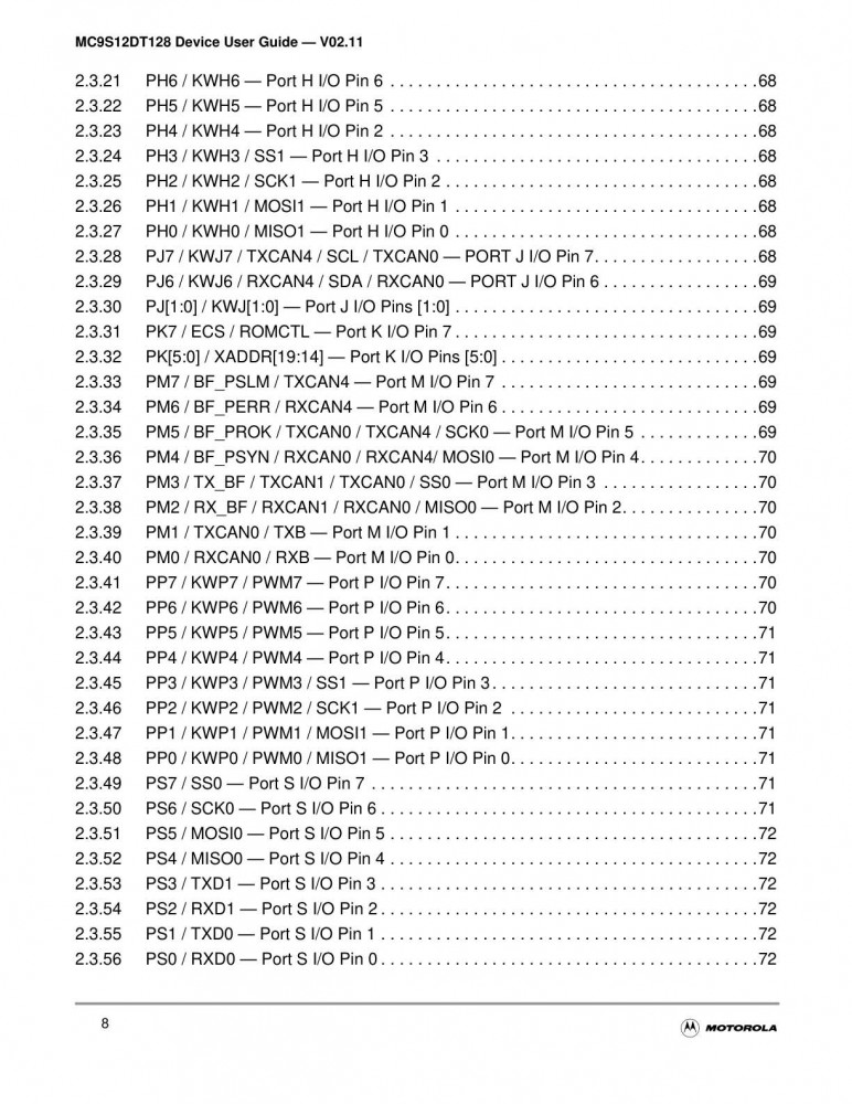 MC9S12DT128 document page 8