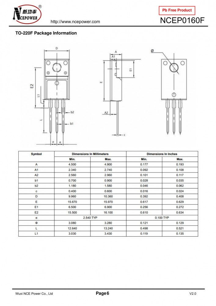 NCEP0160F datasheet page 6