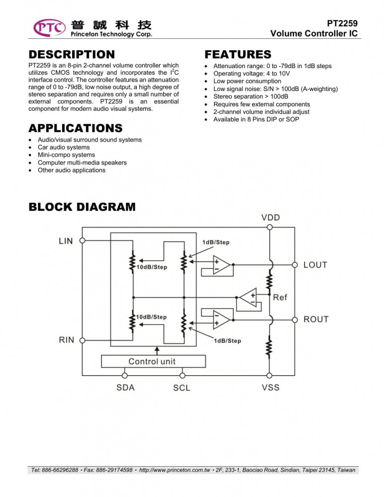 PT2259-S technical document page 1