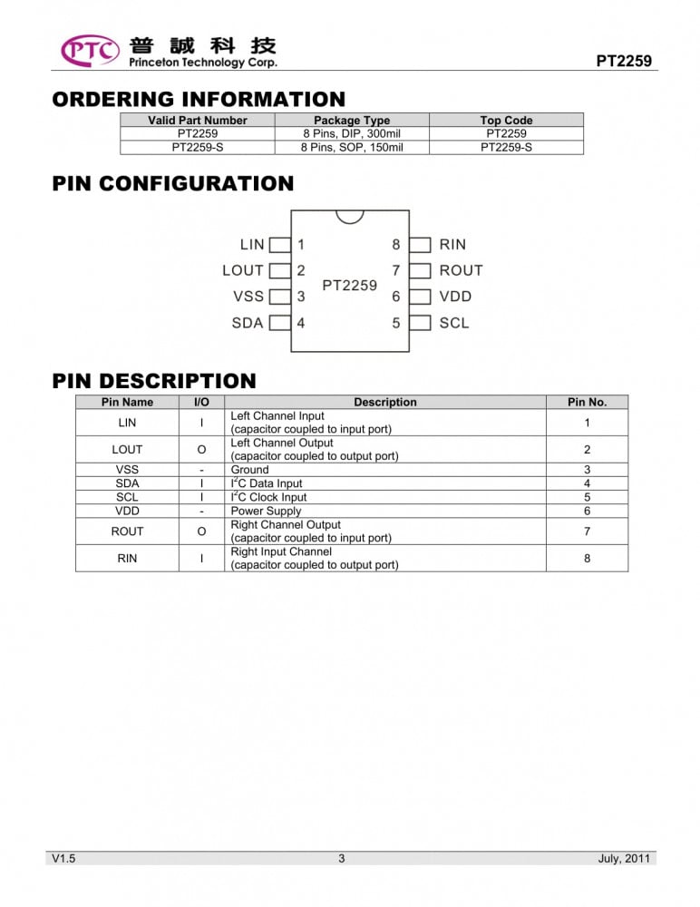 PT2259-S technical document page 3