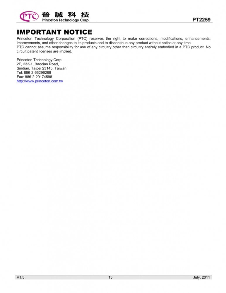 PT2259-S technical document page 4