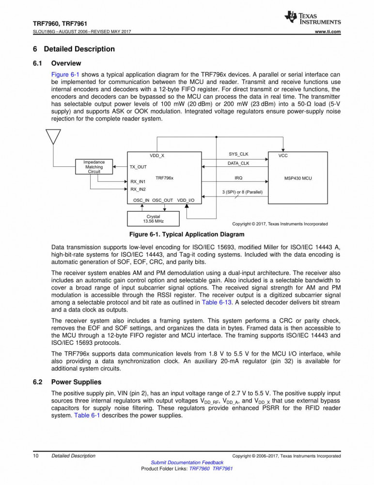 TRF7960 technical document page 10