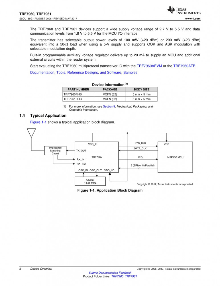 TRF7960 technical document page 2