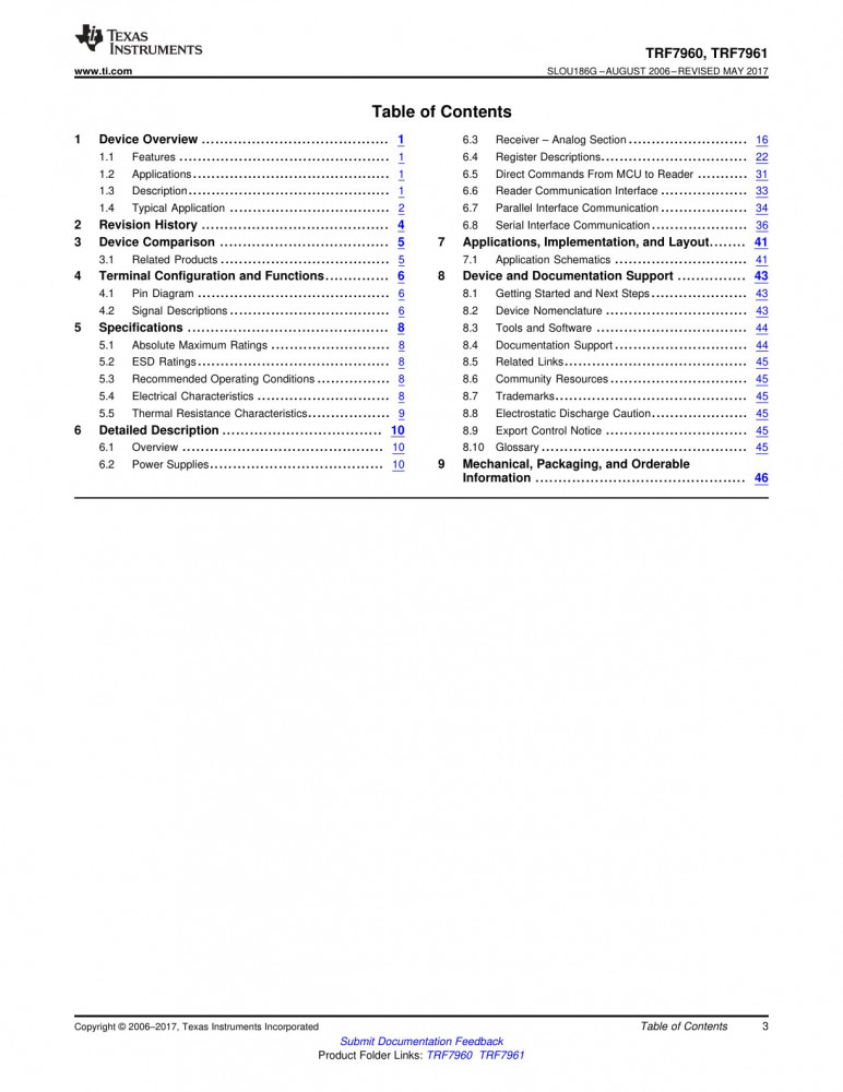 TRF7960 technical document page 3