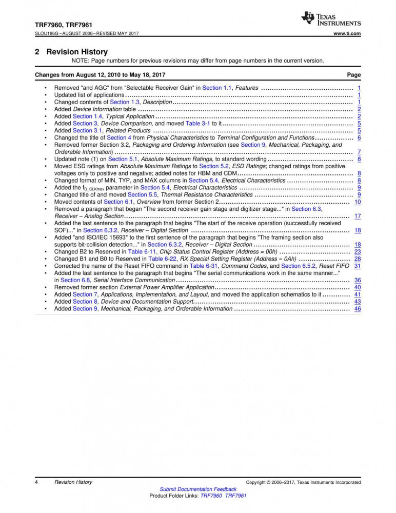 TRF7960 technical document page 4