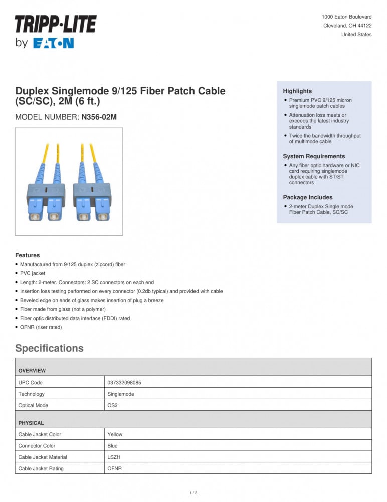 EATON N356-02M technical document page 1