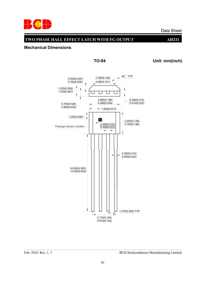 AH211 datasheet page 10
