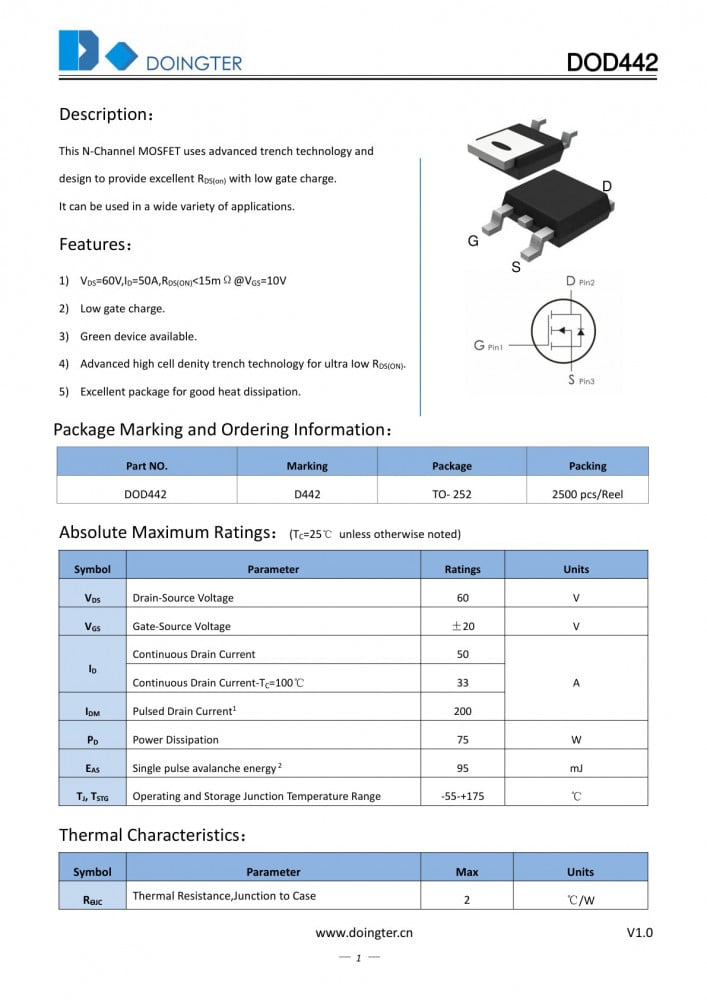 DOD442 datasheet page 1