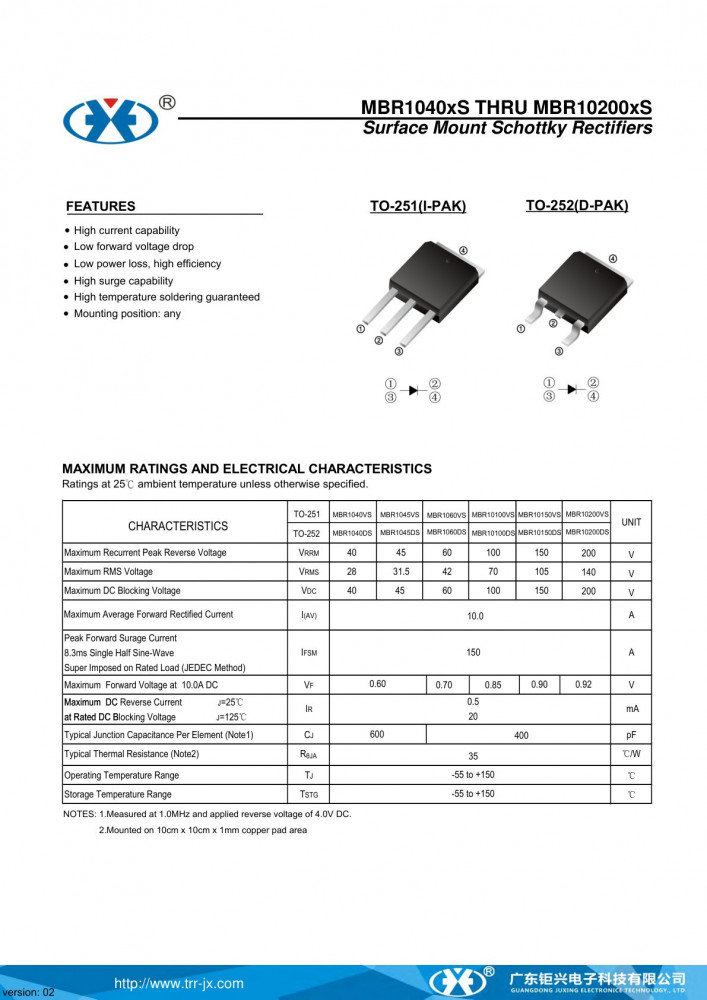 MBR1045DS datasheet page 1