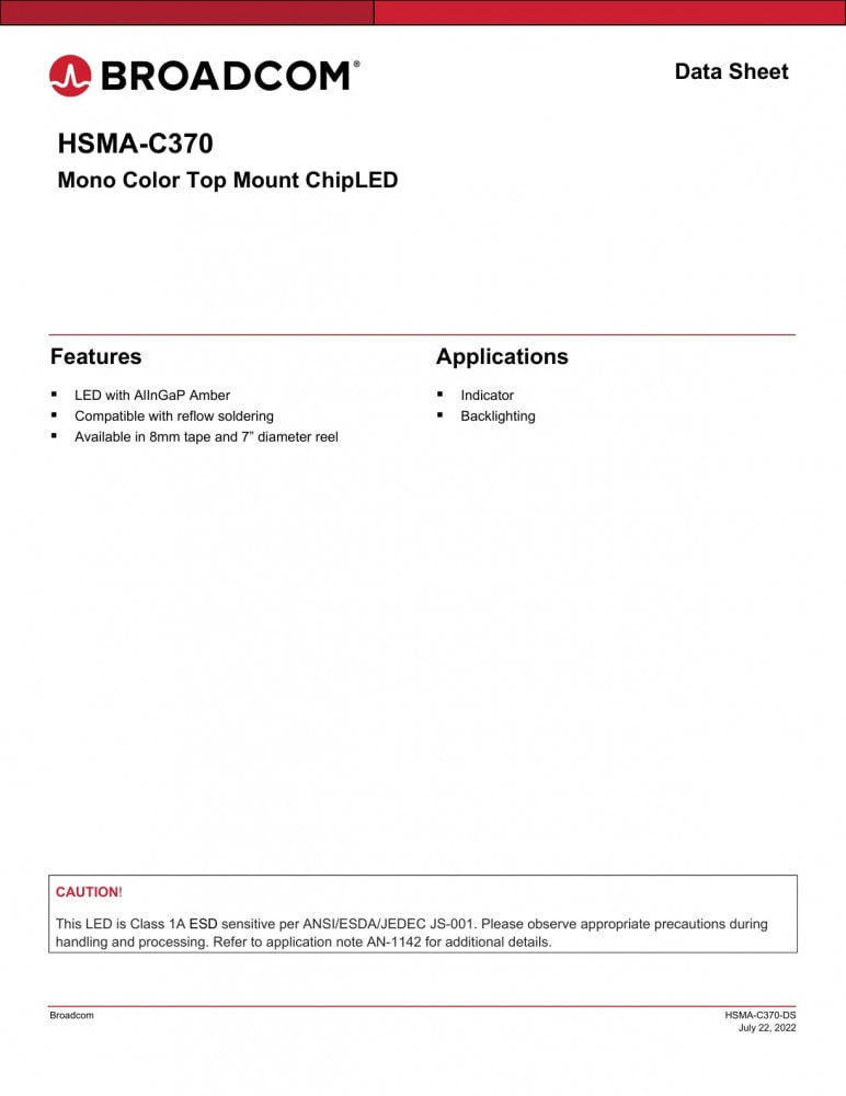 HSMA-C370 datasheet page 1