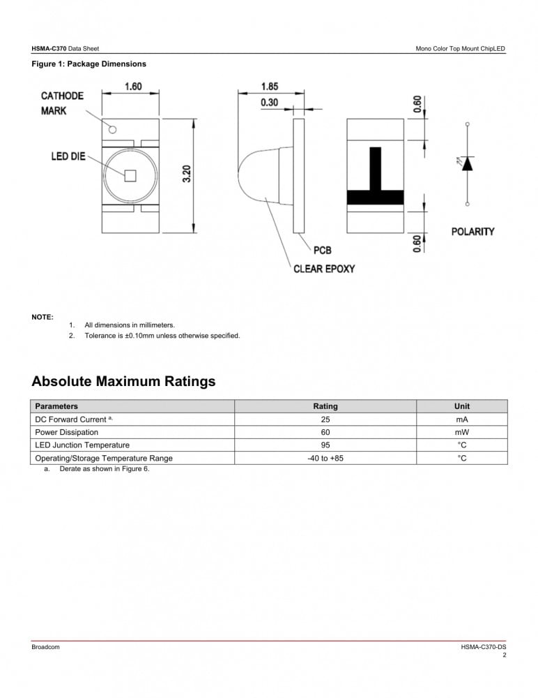 HSMA-C370 datasheet page 2