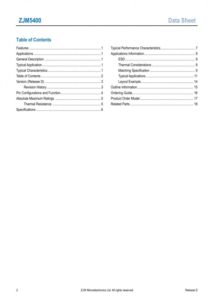 ZJM5400 datasheet page 2