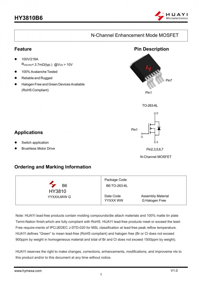 HY3810B6 datasheet page 1