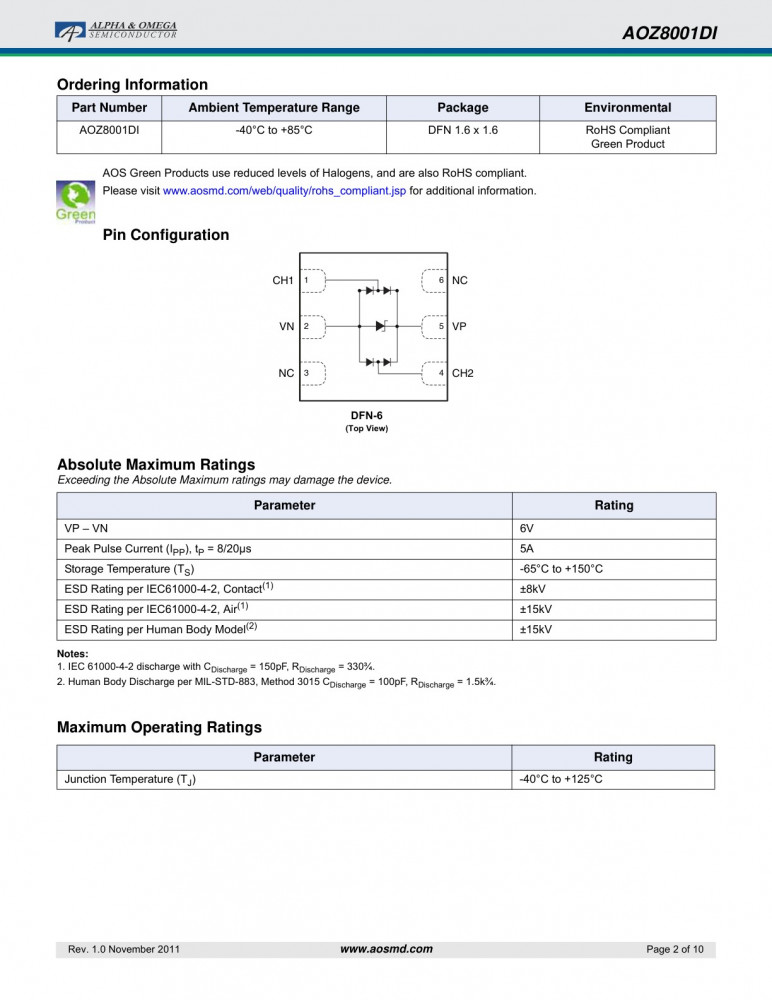 AOZ8001DI datasheet page 2